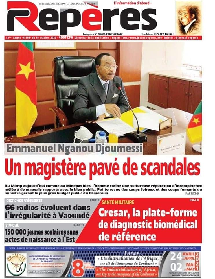 REVUE DE PRESSE DU LUNDI 19 OCTOBRE 2020 - Médias Du Cameroun